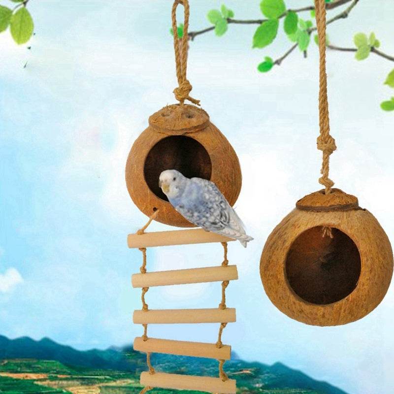 Coconut Shell Bird Nest – Natural Hideaway for Small Pet Birds – Pets ...